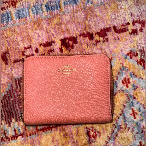 Coach | Bags | Coach Pink Leather Zipup Wallet | Poshmark